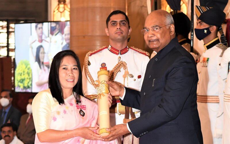 Former Indian footballer Oinam Bembem Devi receives Padma Shri award ...